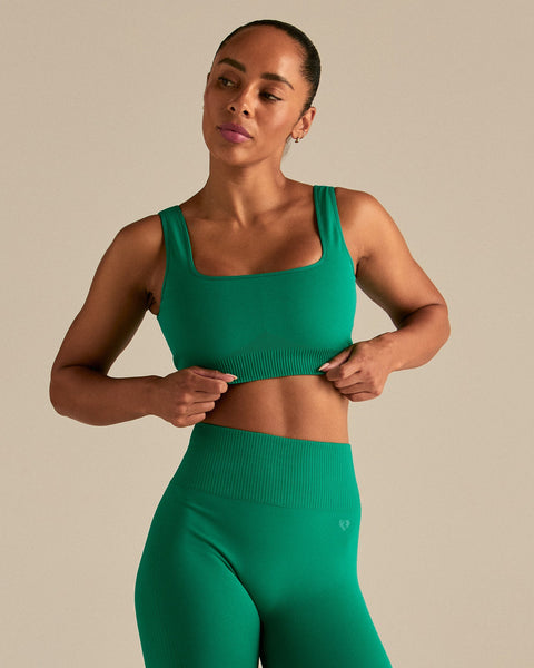Power Seamless Open Back Mini Bra - Amazonia Green | Women's Best US