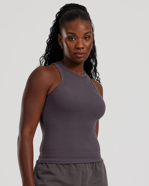 Ribbed Racerback Tank - Graphite | Women's Best US