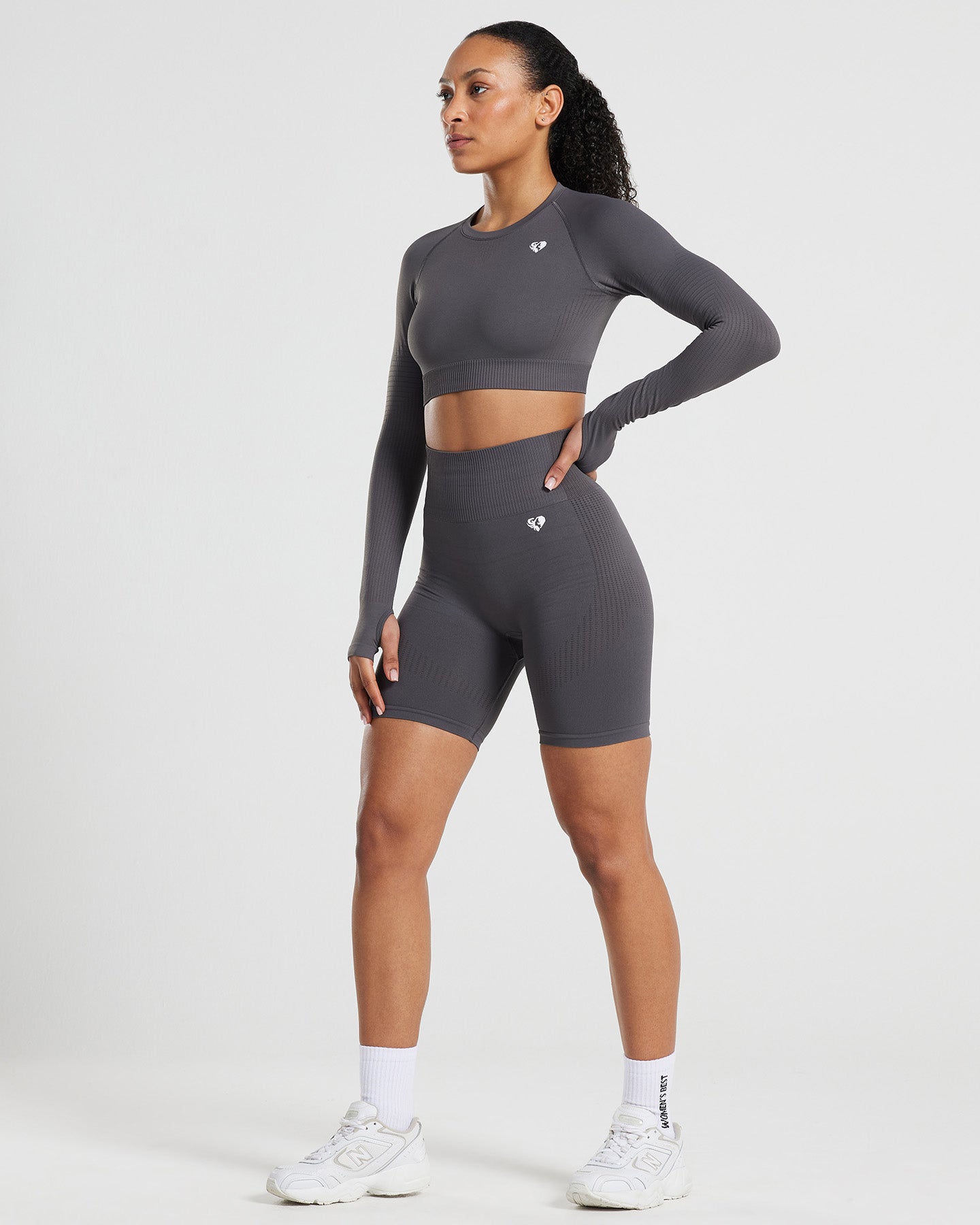 Dark Grey Biker Shorts Women - High Waist - Graphite | Women's Best US