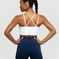 White Seamless Sports Bra with Removable Padding | Women's Best US