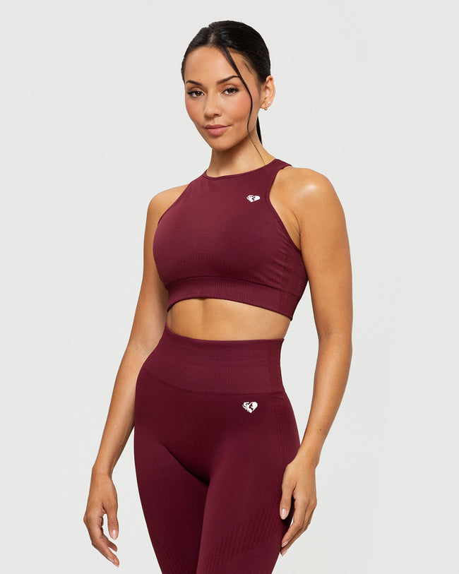 High Neck Sports Bra - Dark Cherry | Women's Best US