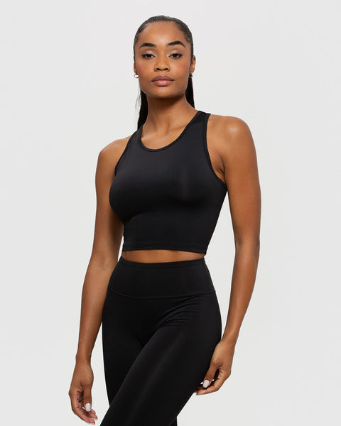 Black Cropped Tank Top - Women's - Racerback Design | Women's Best US